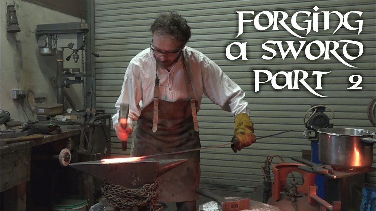 Forging a Sword - part two: fuller, bevels, straightening - YouTube