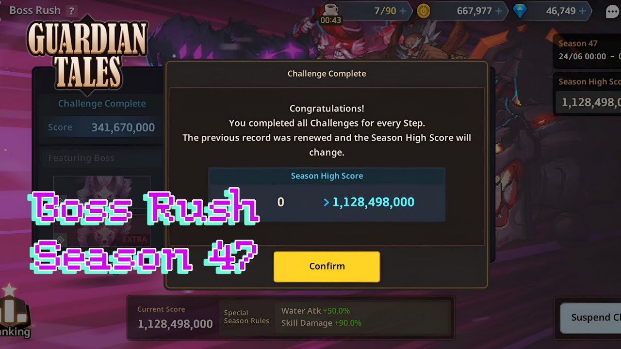 Boss Rush Season 47 850M All Rewards - Guardian Tales Global - YouTube