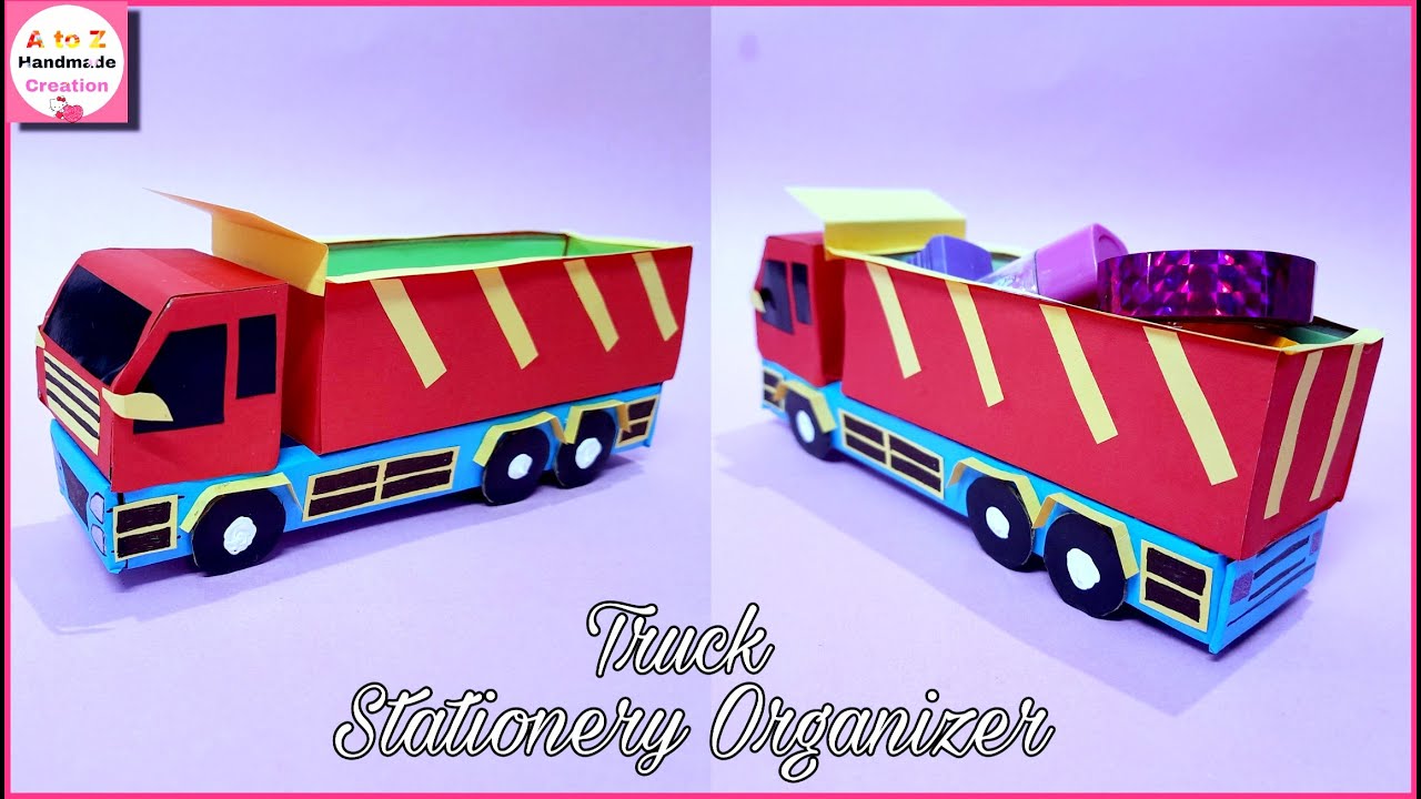 How to make truck toy stationery organizer with toothpaste box/reuse of ...