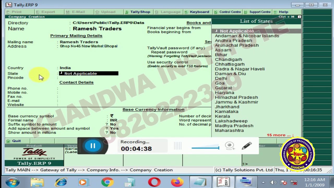 HOW TO CREATE COMPANY IN TALLY, STEPS OF COMPANY CREATION IN TALLY ...