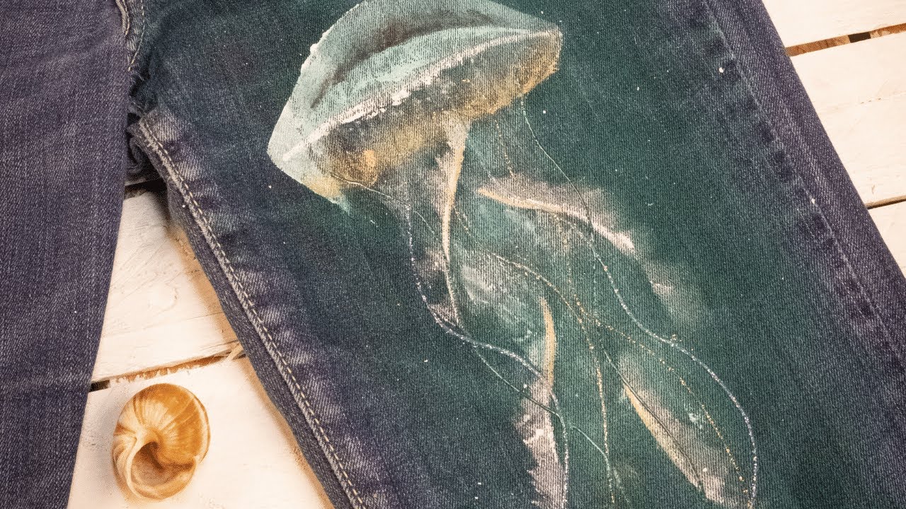 DIY jeans decoration | How to use Textile paint and Effect Liners - YouTube