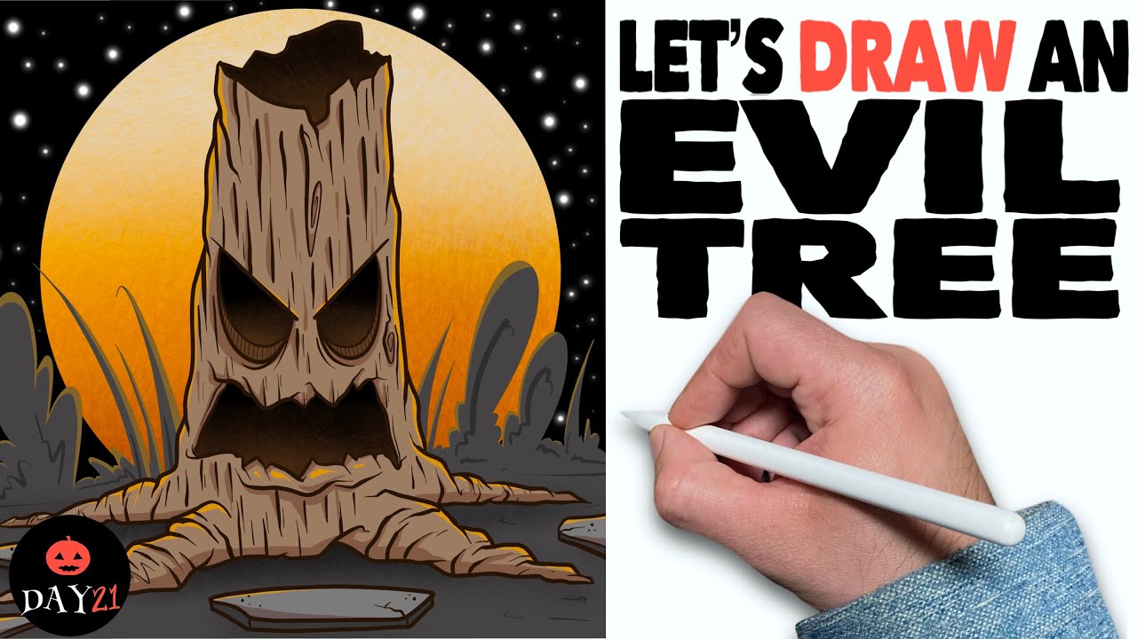 How To Draw an Evil Tree: 31 Days of Halloween- DAY 21! - YouTube