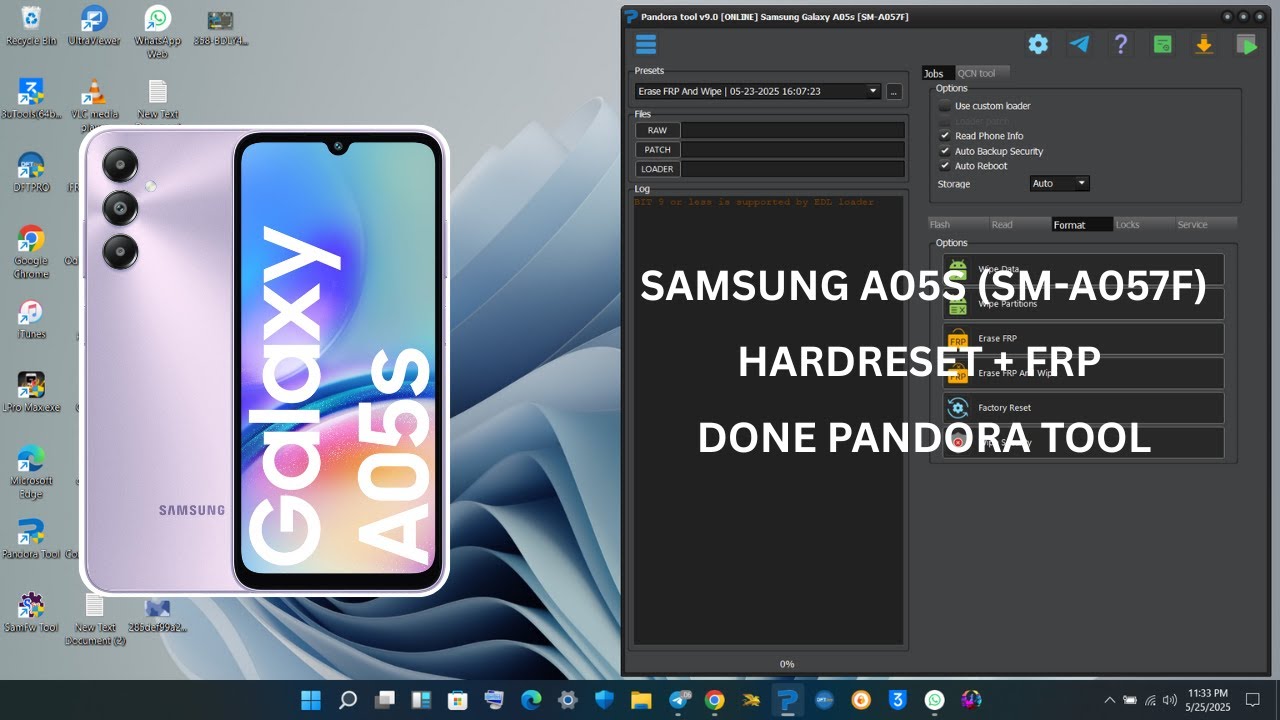 Samsung A05s ( SM-A057F ) _ Hardreset & FRP Done _ PandoraTool _ using ...