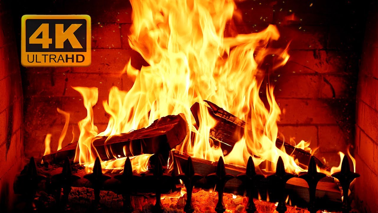 🔥 Fireplace 4K (12 HOURS). Cozy Fireplace with Burning Logs and ...