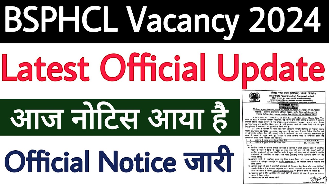 BSPHCL Latest Official Update BSPHCL Recruitment 2024 🔥BSPHCL Vacancy ...