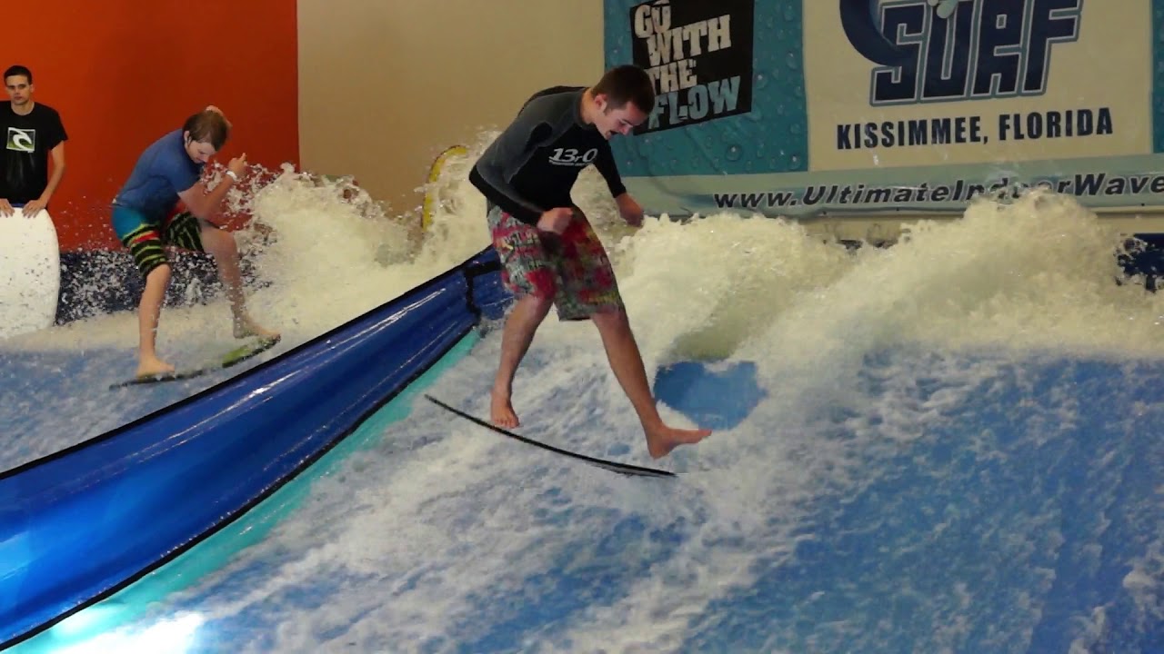 Chuck Wright Pro flowboarder on the FlowRider at Fantasy Surf Resort ...
