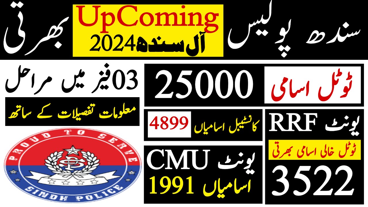 Sindh Police Upcoming New Jobs 2024 Constable | Rrf Unit | Cmu Unit ...