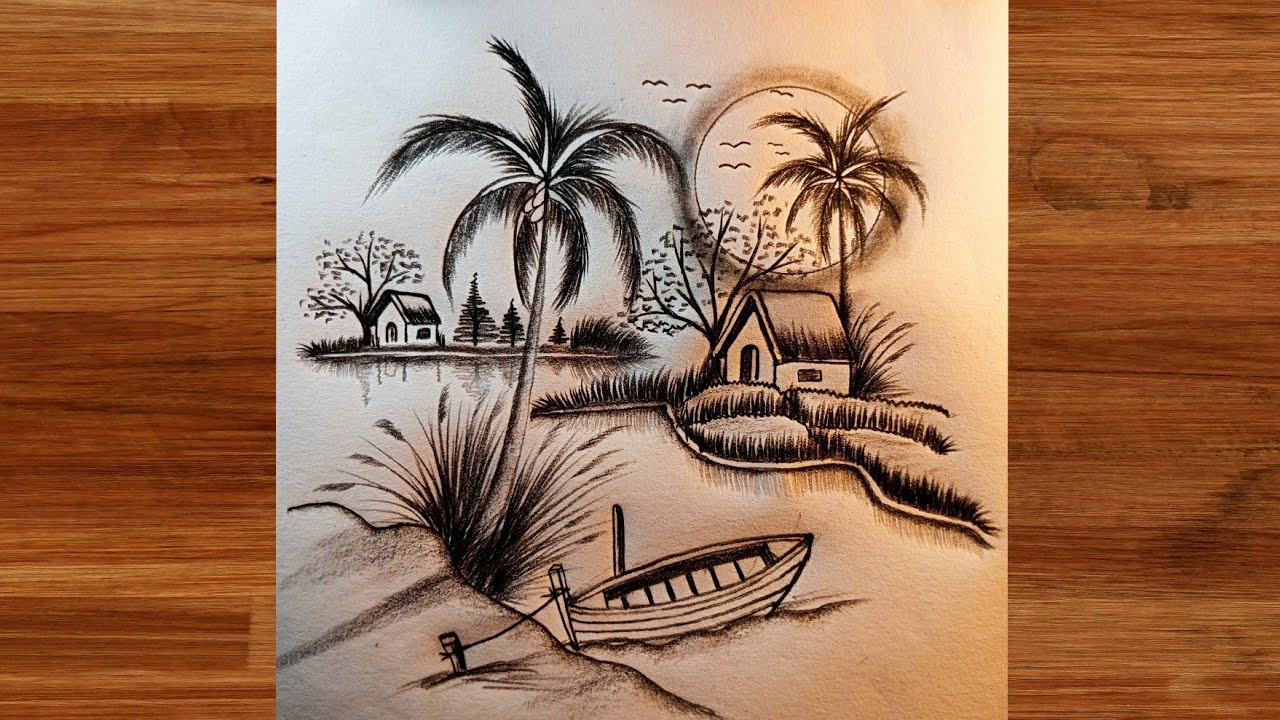 How to draw beautiful nature view scenery step by step | Scenery ...
