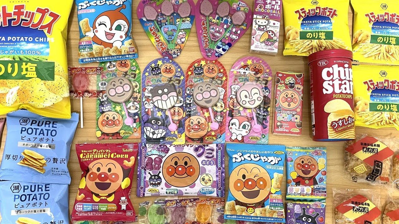 お皿に アンパンマンのお菓子やポテトチップスを並べよう Anpanman snacks - YouTube
