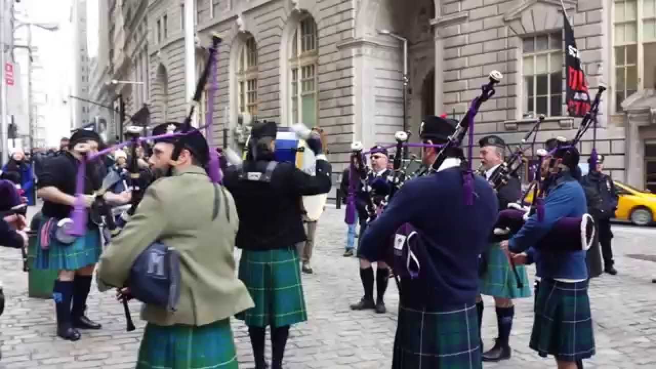 Monaghan Pipe Band playing in Lower Manhattan - YouTube
