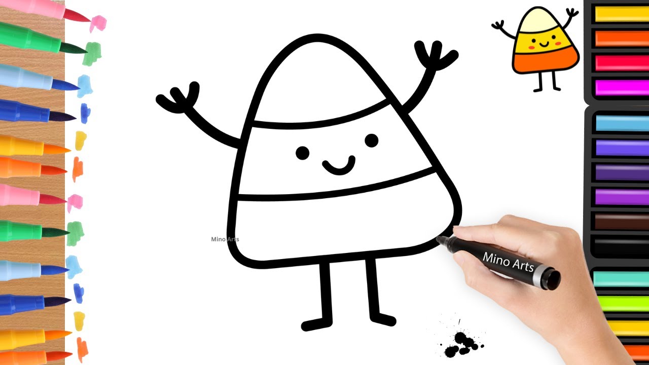 Halloween Candy Corn Drawing!! || How to Draw Candy Corn Easy Step by ...