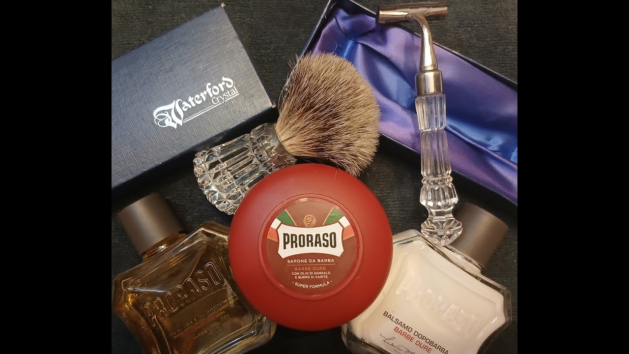 Waterford Crystal shave with Proraso Red - YouTube