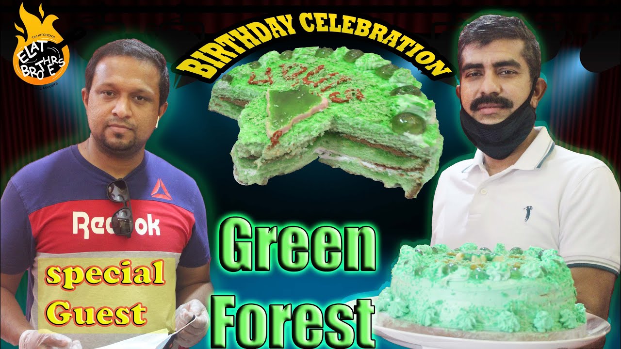 Green Forest Cake making | How to make green cake | Birthday ...