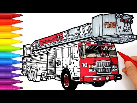 How to draw a FIRE TRUCK | Drawing and Coloring Pages for Kids