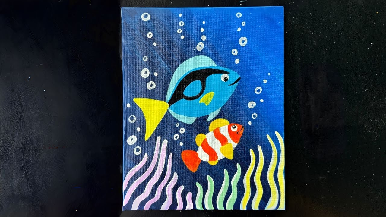 How to Paint a Finding Nemo Inspired Ocean Scene | Beginner’s Tutorial ...
