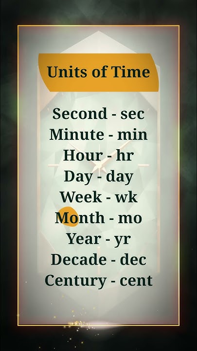 Time units and measurements| Learn English - YouTube