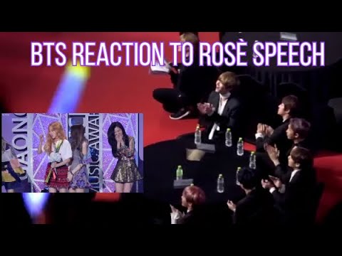 BTS reaction to BLACKPINK Rosé speech at Gaon Chart Award 2017 - YouTube