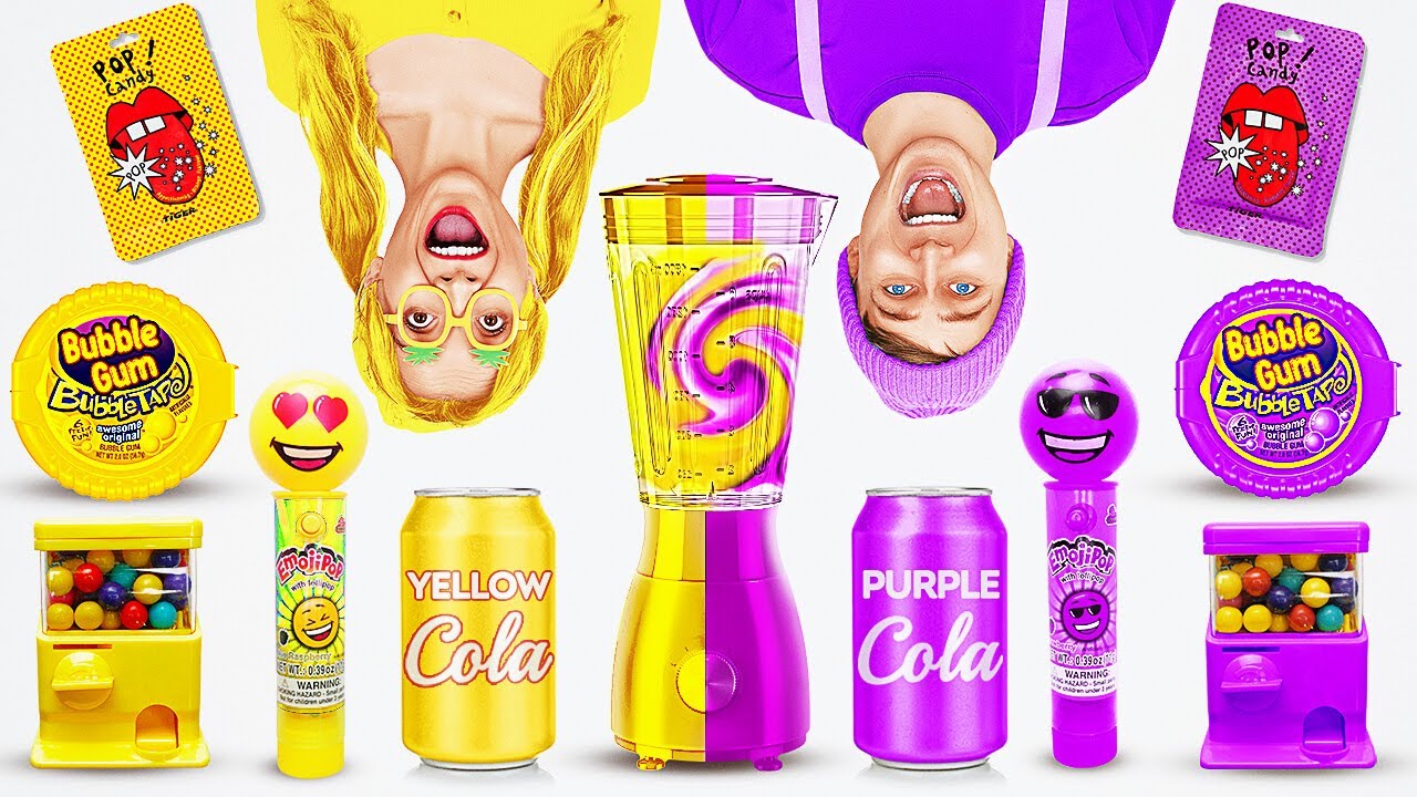 RETO DE COMIDA DE UN COLOR | ¡Cocinar alimentos morados vs amarillos ...