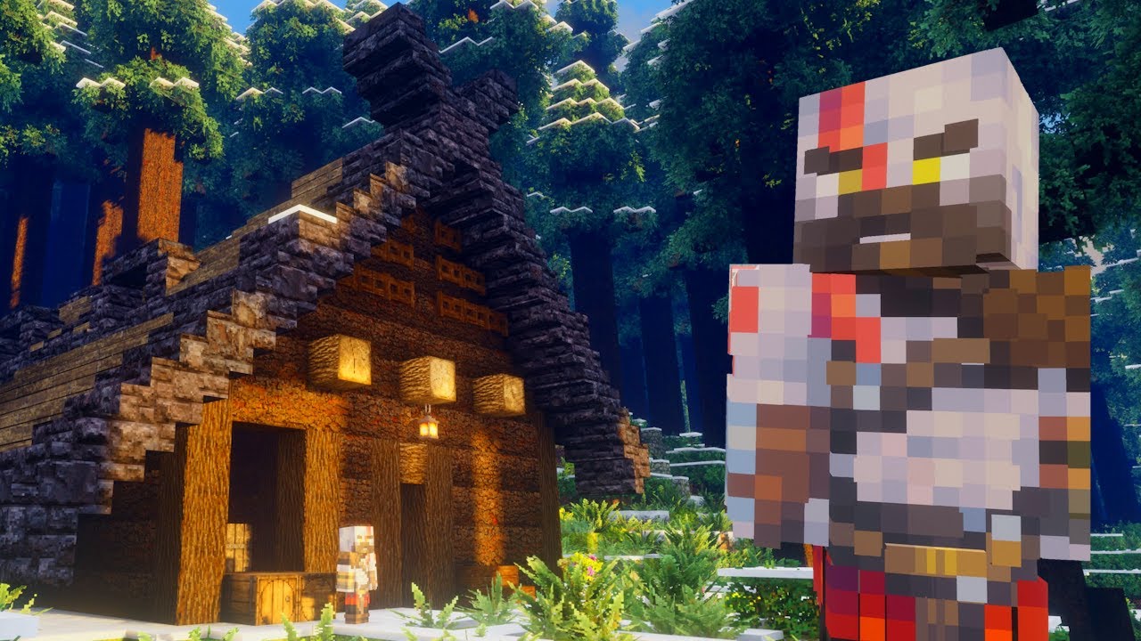 Kratos Builds a Viking Home ‧˚ ♡ ⋆˚ God of War in Minecraft 4K - YouTube