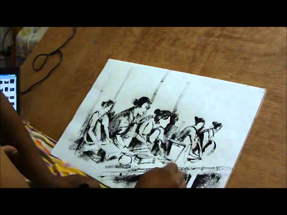 Indian Ink and Watercolor demonstration by MJC.wmv - YouTube