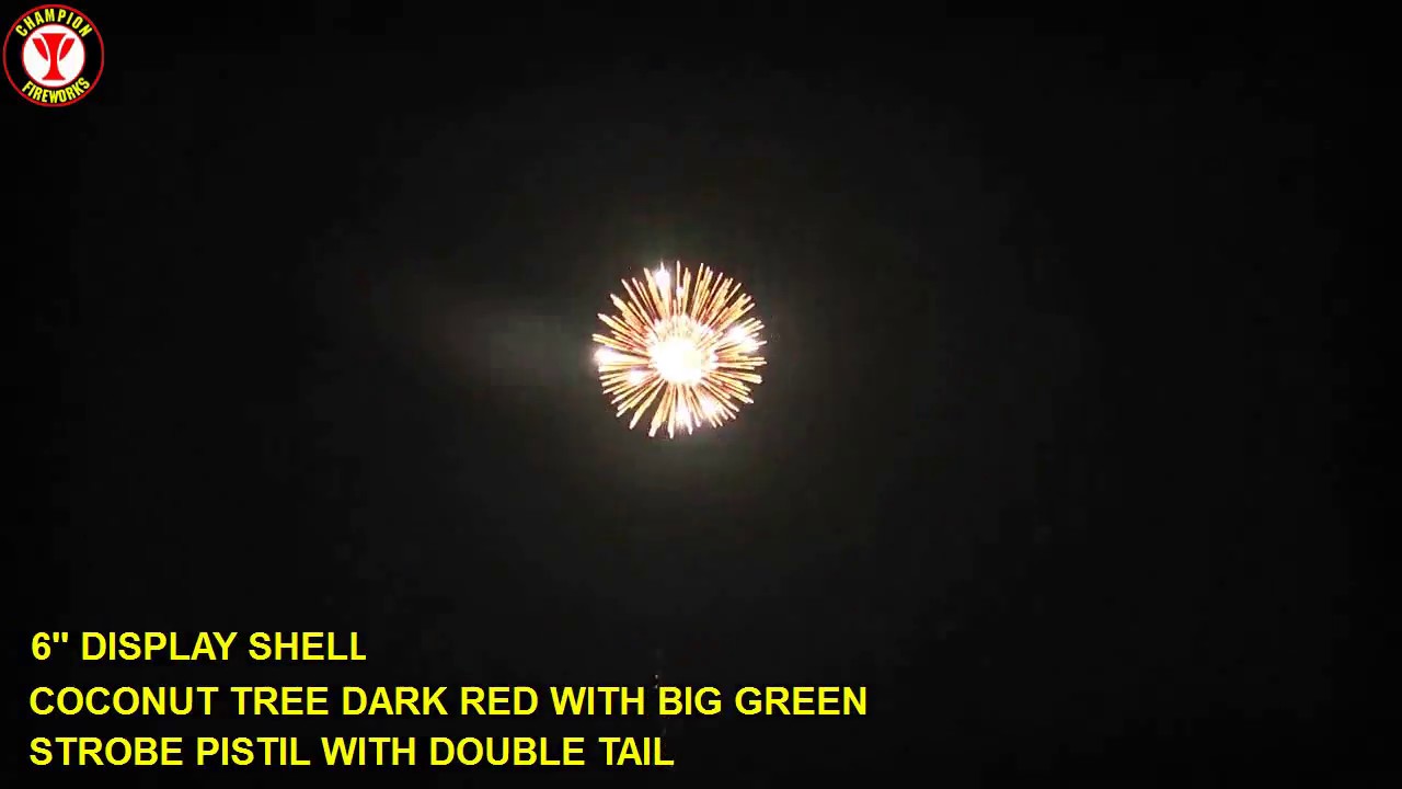 6 inch display shell fireworks: COCONUT TREE DARK RED WITH BIG GREEN ...