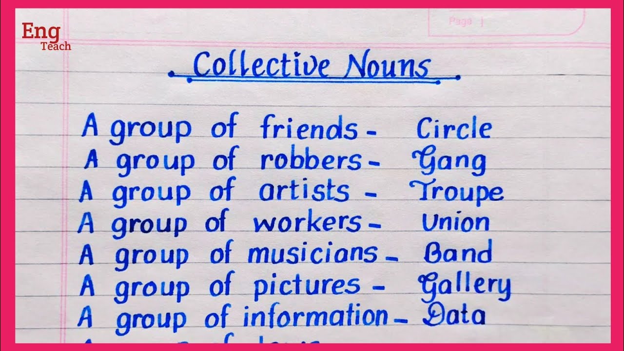 Some Important Collective Nouns | Collective Nouns | English writing ...