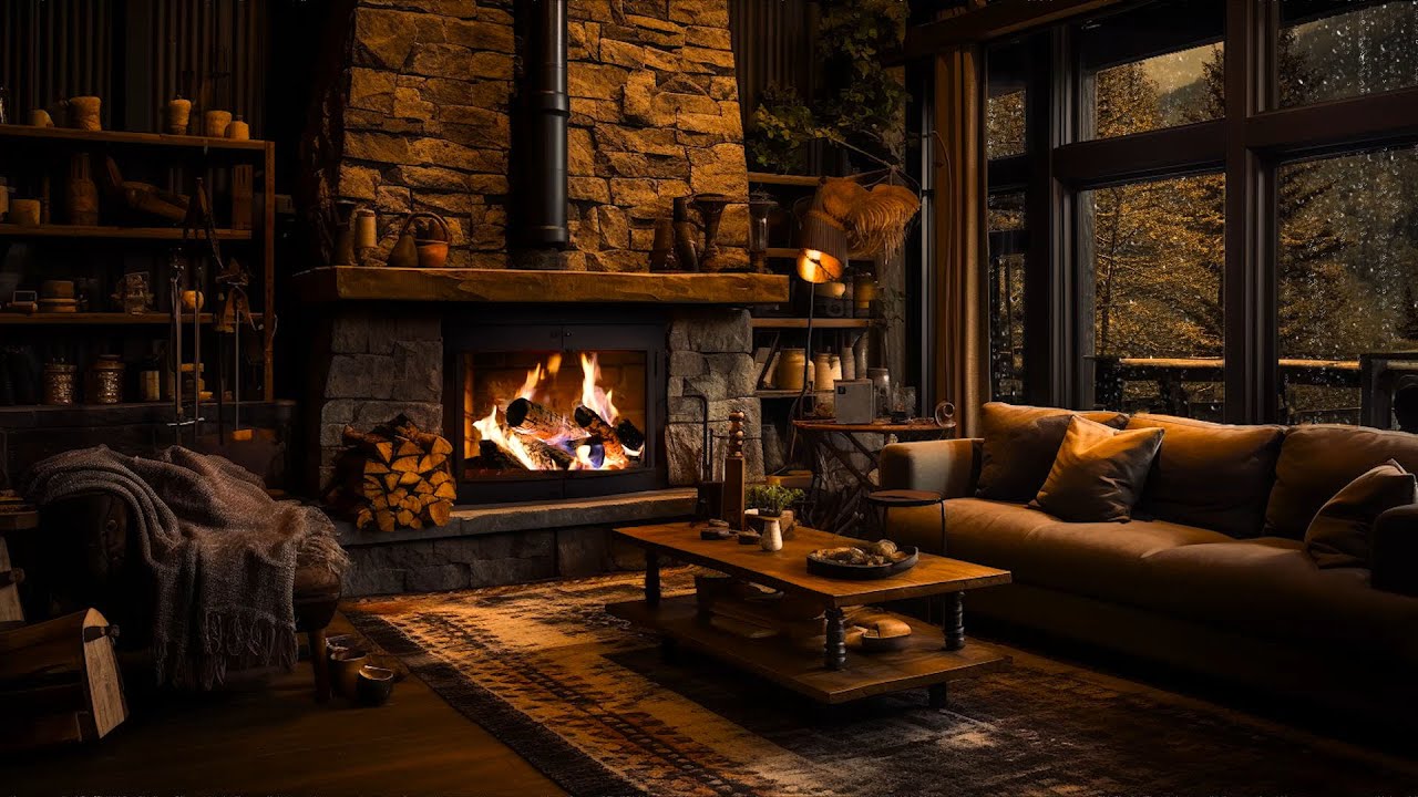 Fireplace Ambience | Crackling Fire Pit | Sunset Gazing Platform | Cozy ...