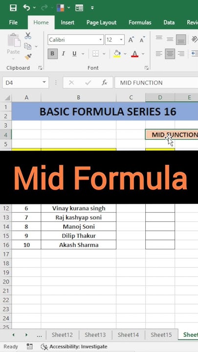 How to Use MID Formula to extract full name to Mid Name in excel ...