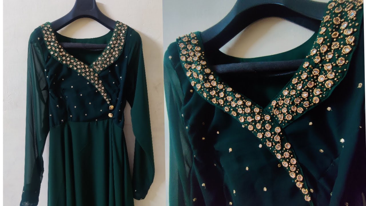Latest long frock cutting and stitching|Long gown with collar neck ...