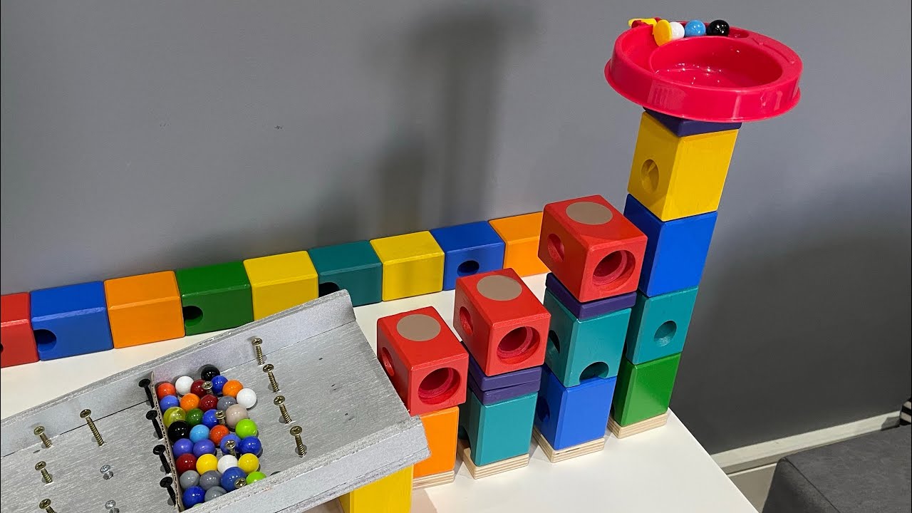 Marble Run Wooden Course Jumping | ASMR - YouTube