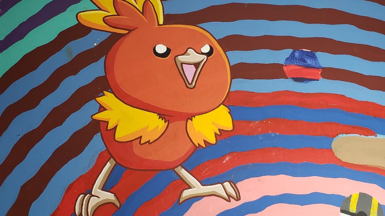 Fiesty Torchic - Pokemon Mural Time Lapse - YouTube