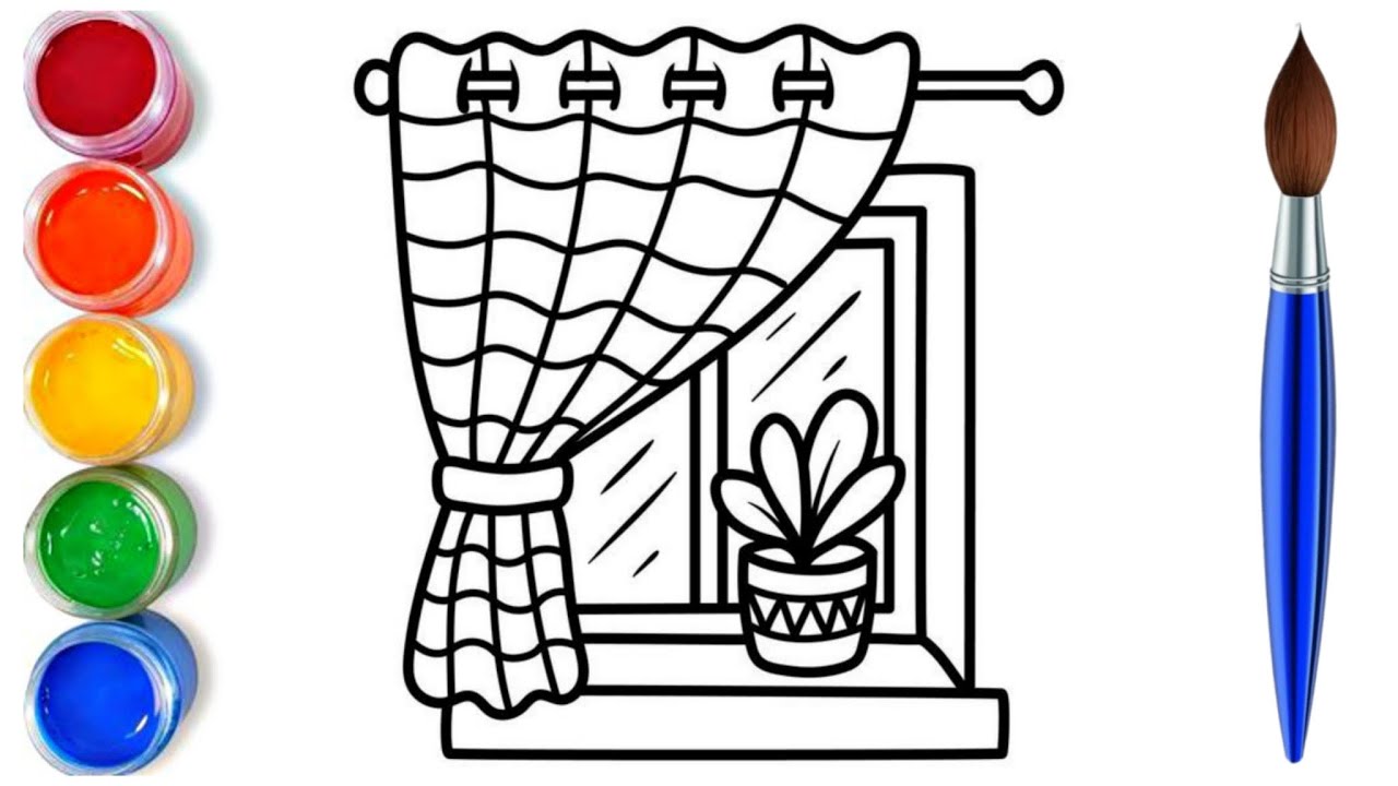 How to draw easy window and cute curtain | easy drawing step by step ...
