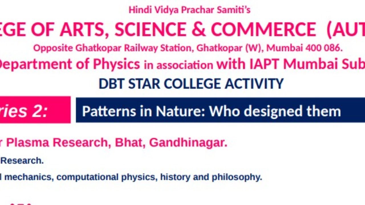 RJC Physics Lecture Series 2: Pattern in Nature-Who designed them by Dr ...