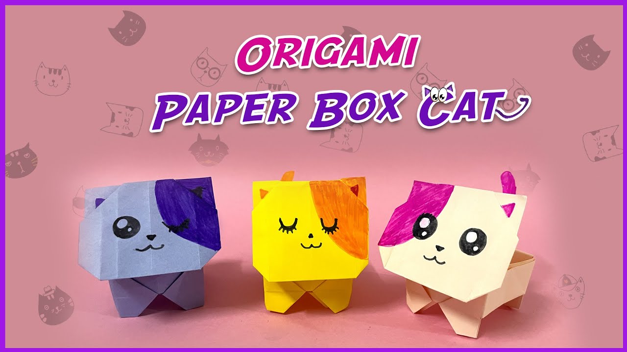 Origami Paper Cat Box | DIY How to make paper box - YouTube