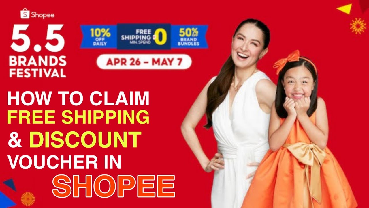 SHOPEE 5.5 | How to CLAIM FREE SHIPPING and DISCOUNT VOUCHER in SHOPEE ...