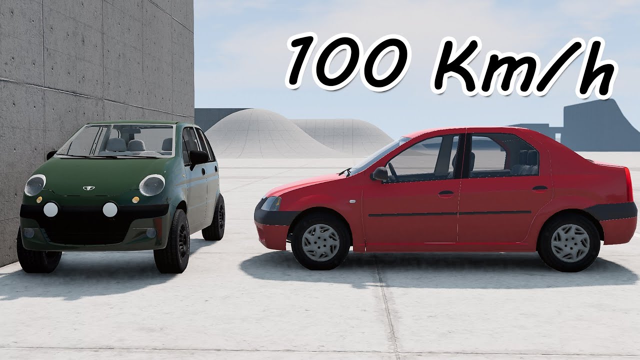 CRASH TEST #7 - Daewoo Matiz vs Dacia Logan / BeamNGdrive - YouTube
