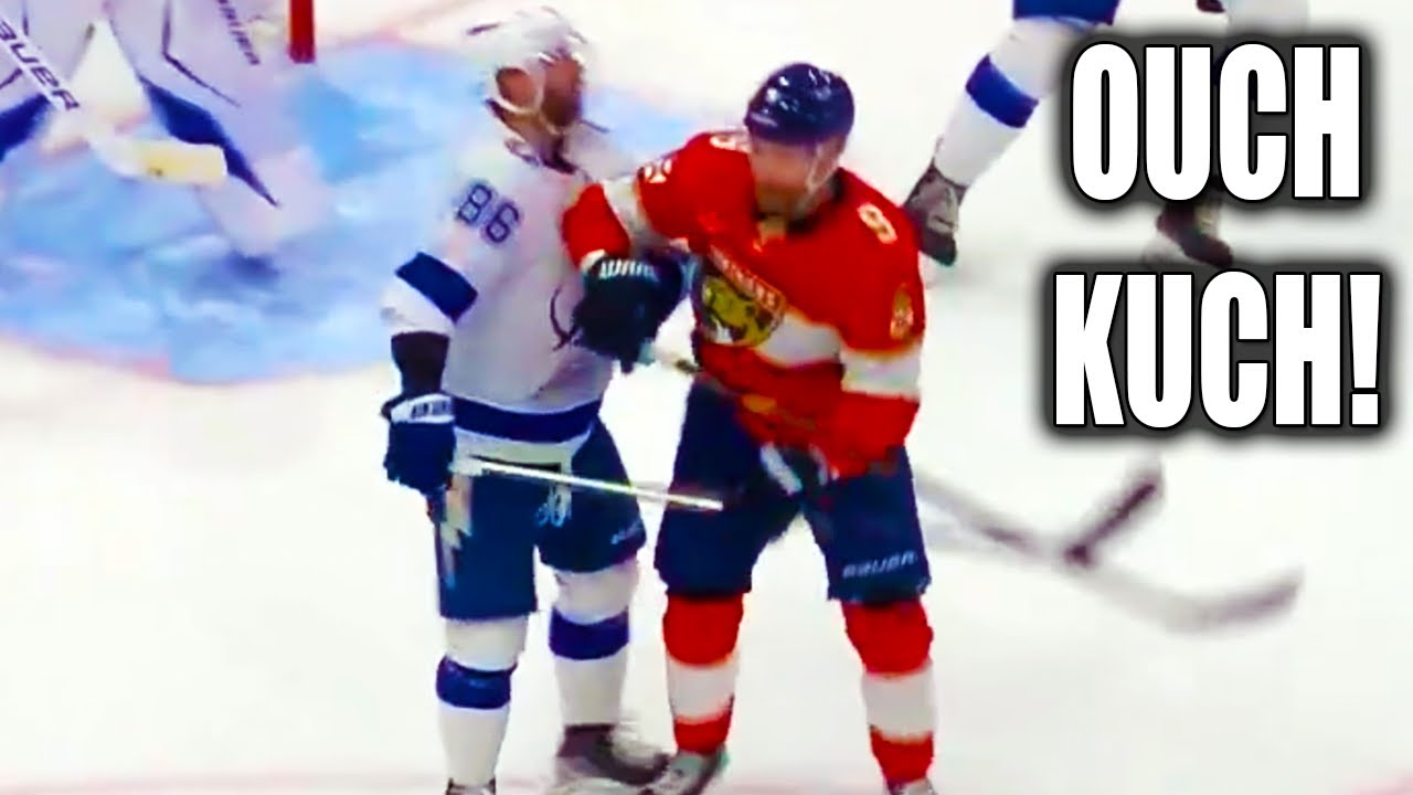 Sam Bennett elbows Nikita Kucherov, Fight Scrum Ensues | Lightning vs ...