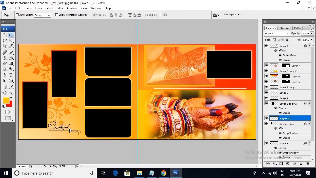 Create Marriage Album Design 12x30 Inner Sheet in Photoshop Tutorial ...