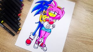 How to draw Amy Rose and Sonic step by step? / Sonic Ka... | Doovi