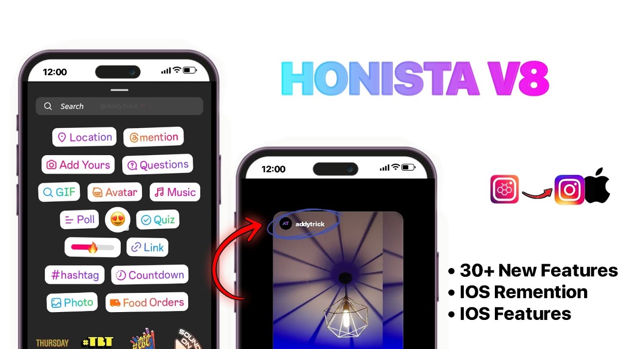 Honista V8 ️🍎 30+ New Features | Full IOS Instagram On Android ...