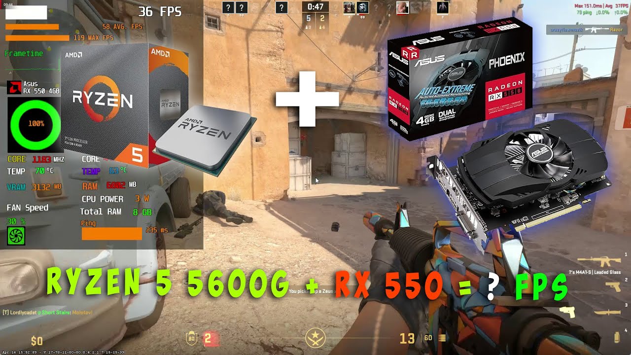 RX 550 4GB + RYZEN 5 5600G + 8gb Ram COUNTER STRIKE 2 BENCHMARK - YouTube