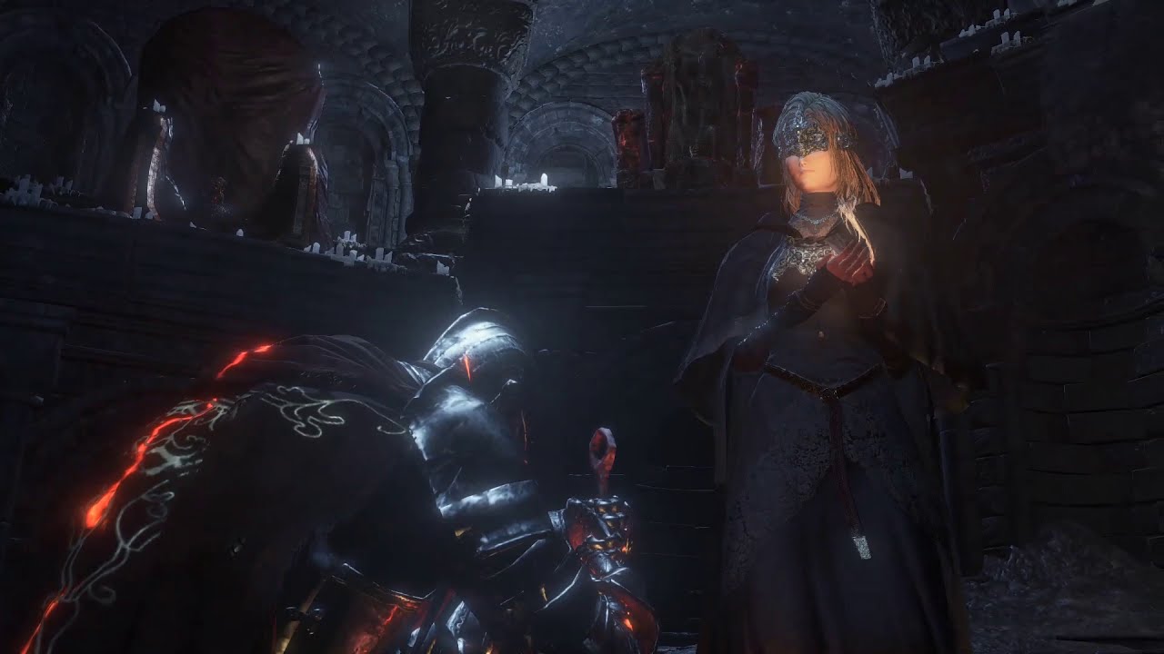DARK SOULS III, BONFIRE-COILED-SWORD KNEEL, TRAVEL TO KILN OF THE FIRST ...