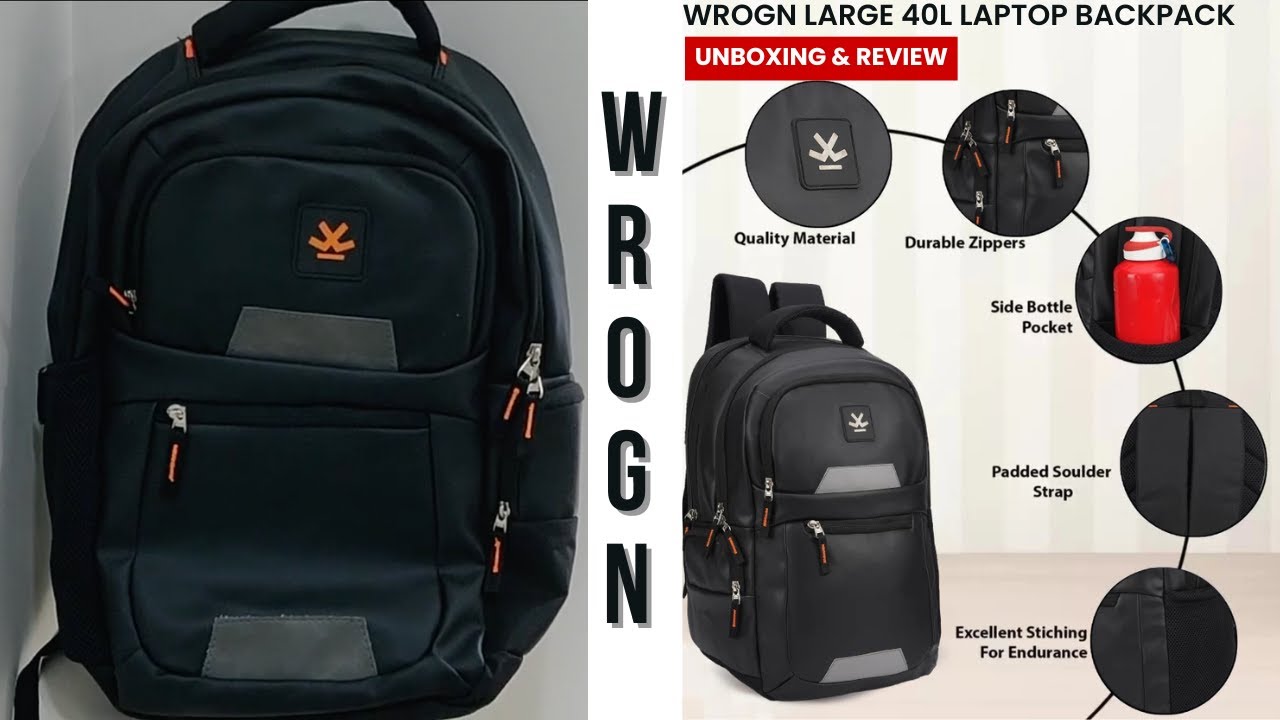 WROGN Large 40 Laptop Backpack with Rain cover | Unboxing Review | Best ...
