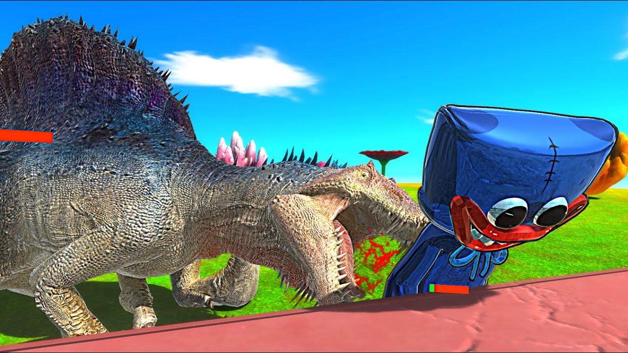 HUGGY WUGGY vs Giant Spinosaurus and Baby T-REX! - Animal Revolt Battle ...