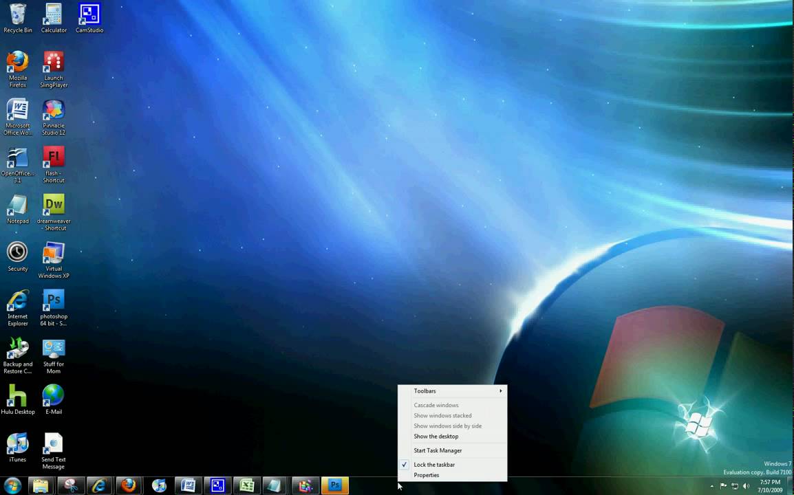 Make your windows 7 starbar display names of open programs, make it ...