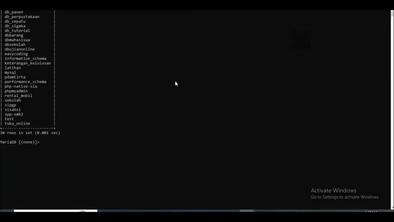 Cara Membuat Database dan Tabel Database Mysql Menggunakan Command Prompt - YouTube