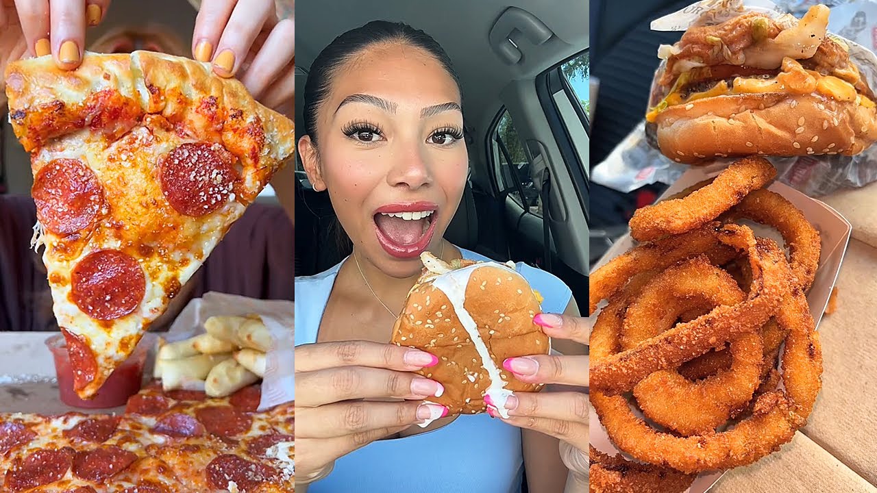 Eating mukbang compilation --6-- In-n-out, Pizza 🍕, Tacobell, Raising ...