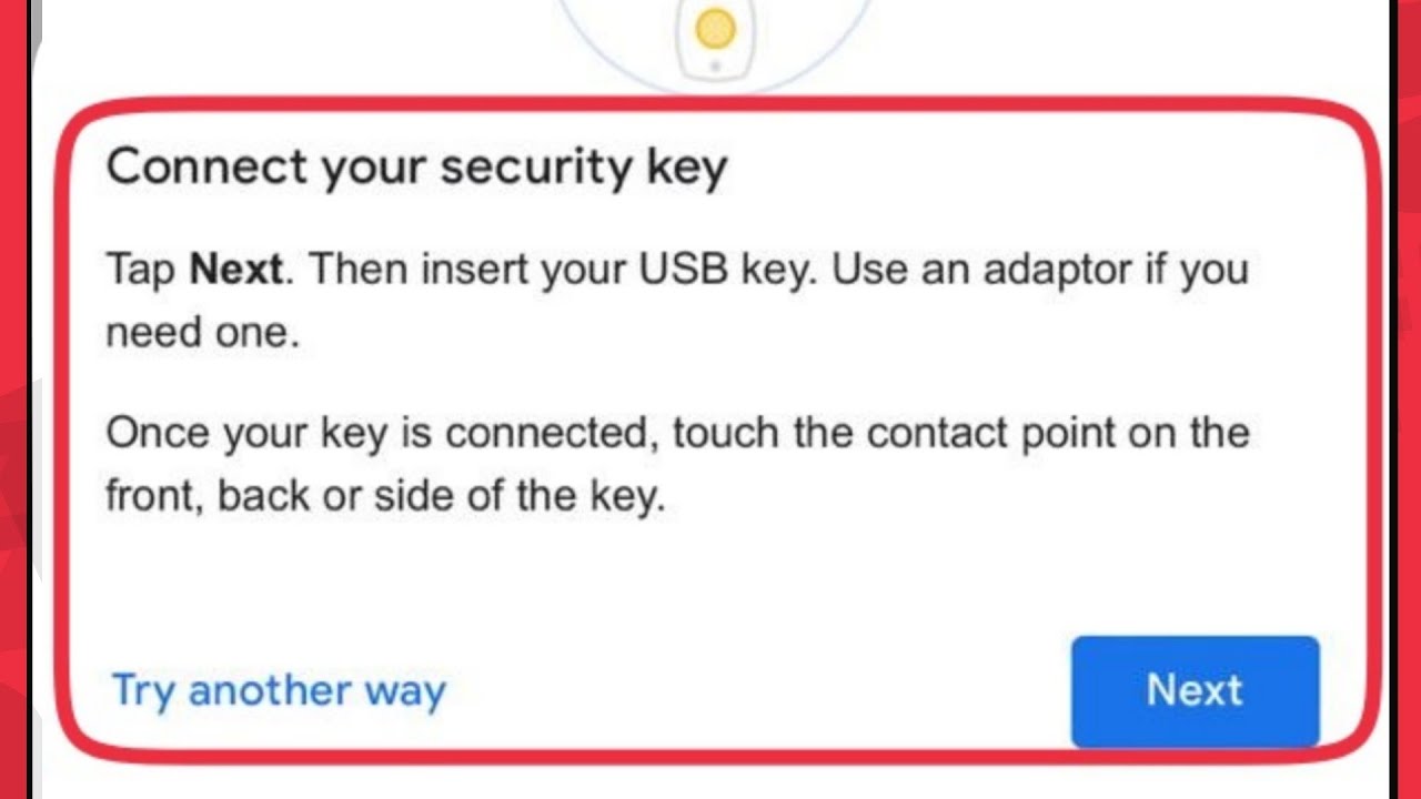 Google Account Recovery Fix insert your USB Key. Use an adaptor it you ...