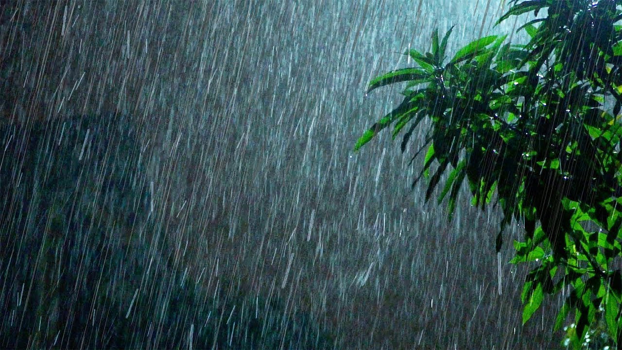 Relaxing Pouring Rain & Strong Thunder Sounds at Night | White Noise ...