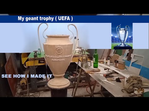 how to make UEFA champions league trophy from gypsum & pvc#Diy uefa C.L ...